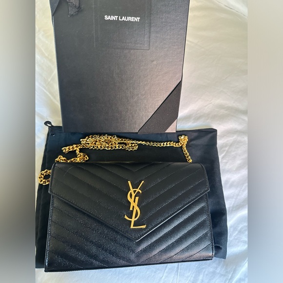 Yves Saint Laurent | Bags | Ysl Monogram Large Wallet On Chain In ...